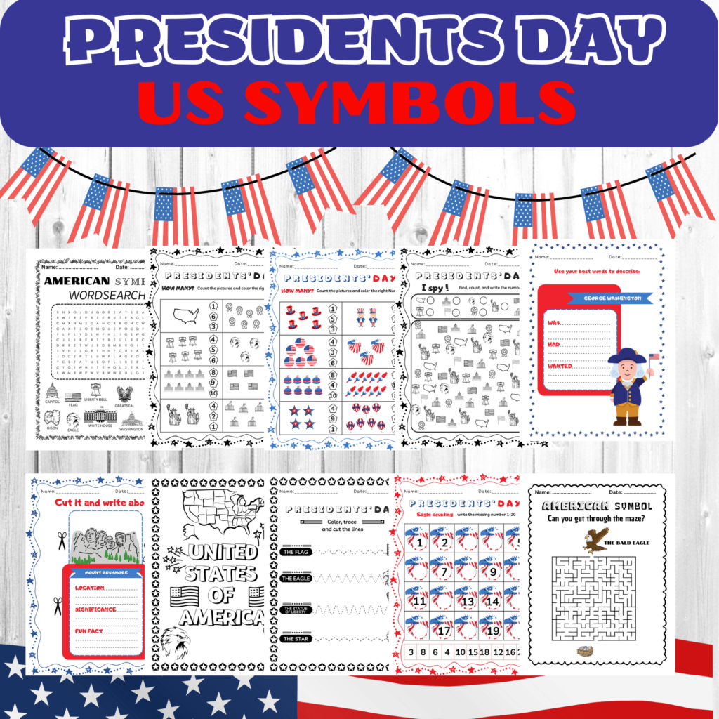 BUNDLE PRESIDENT'S DAY & U.S. Symbols ( coloring, math, writing, games ...