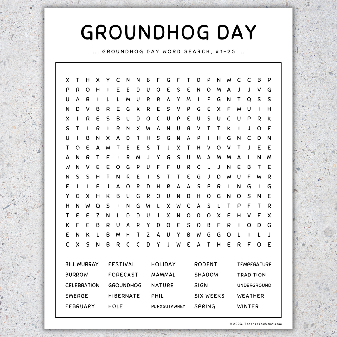 Groundhog Day: Word Search, Puzzle Worksheet, Holiday Fun Activity ...