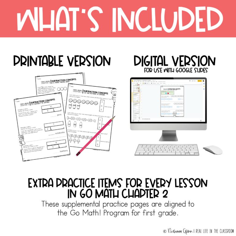 Go Math Chapter 2 Subtraction Concepts, First Grade | Made By Teachers