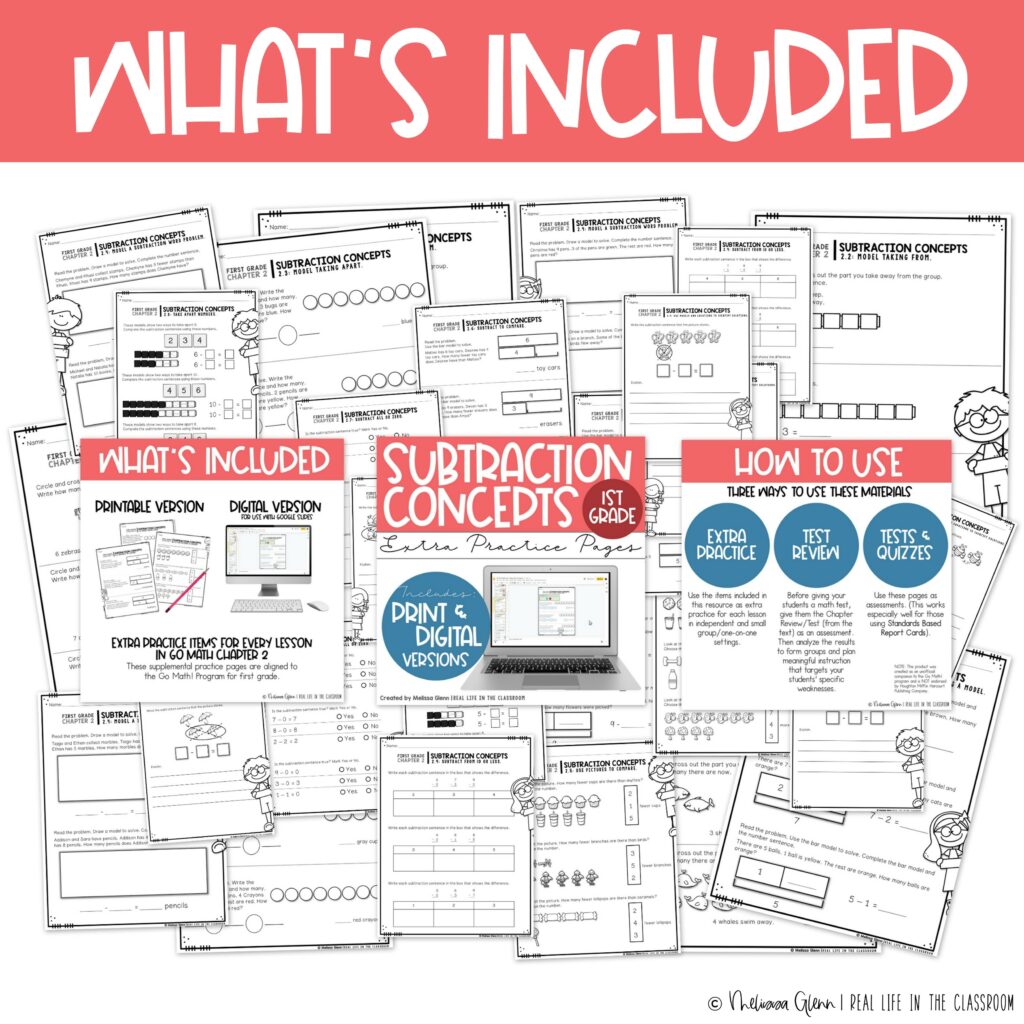 Go Math Chapter 2 Subtraction Concepts, First Grade | Made By Teachers