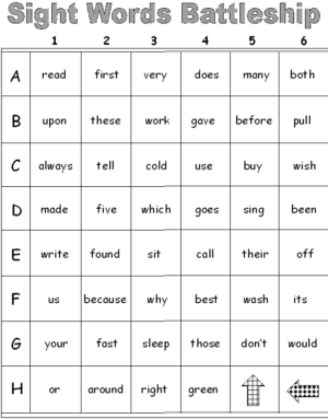 Second Grade Sight Words BATTLESHIP (Copy and Print) | Made By Teachers