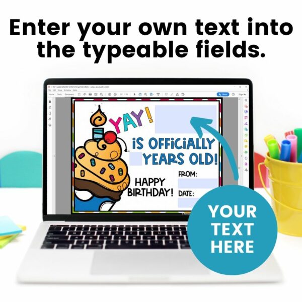 Happy Birthday Cards for Students - Editable - Color and Black + White ...