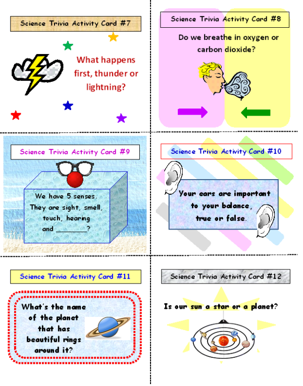 Science Trivia Activity Cards WITH Complete Lesson Plan (36 Cards ...