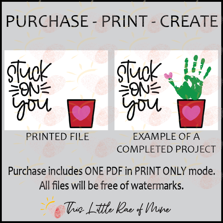 Stuck on you - cactus - Valentine's Day - printable - Handprint art ...