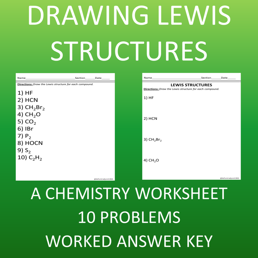 Lewis Structures Chemistry Worksheet 10 Problems | Made By Teachers