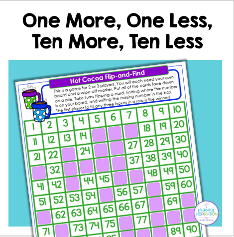 120 Chart Winter Math Games - Missing Numbers - Ten More Ten Less ...