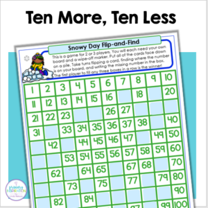 120 Chart Winter Math Games - Missing Numbers - Ten More Ten Less ...