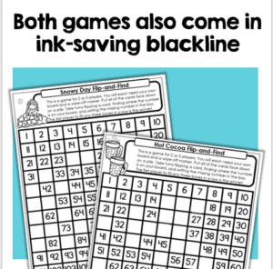 120 Chart Winter Math Games - Missing Numbers - Ten More Ten Less ...