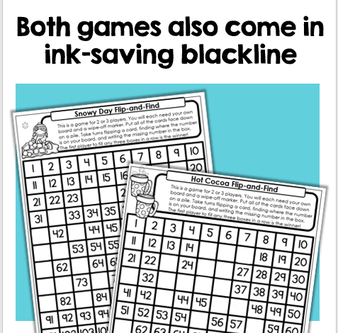 120 Chart Winter Math Games - Missing Numbers - Ten More Ten Less ...