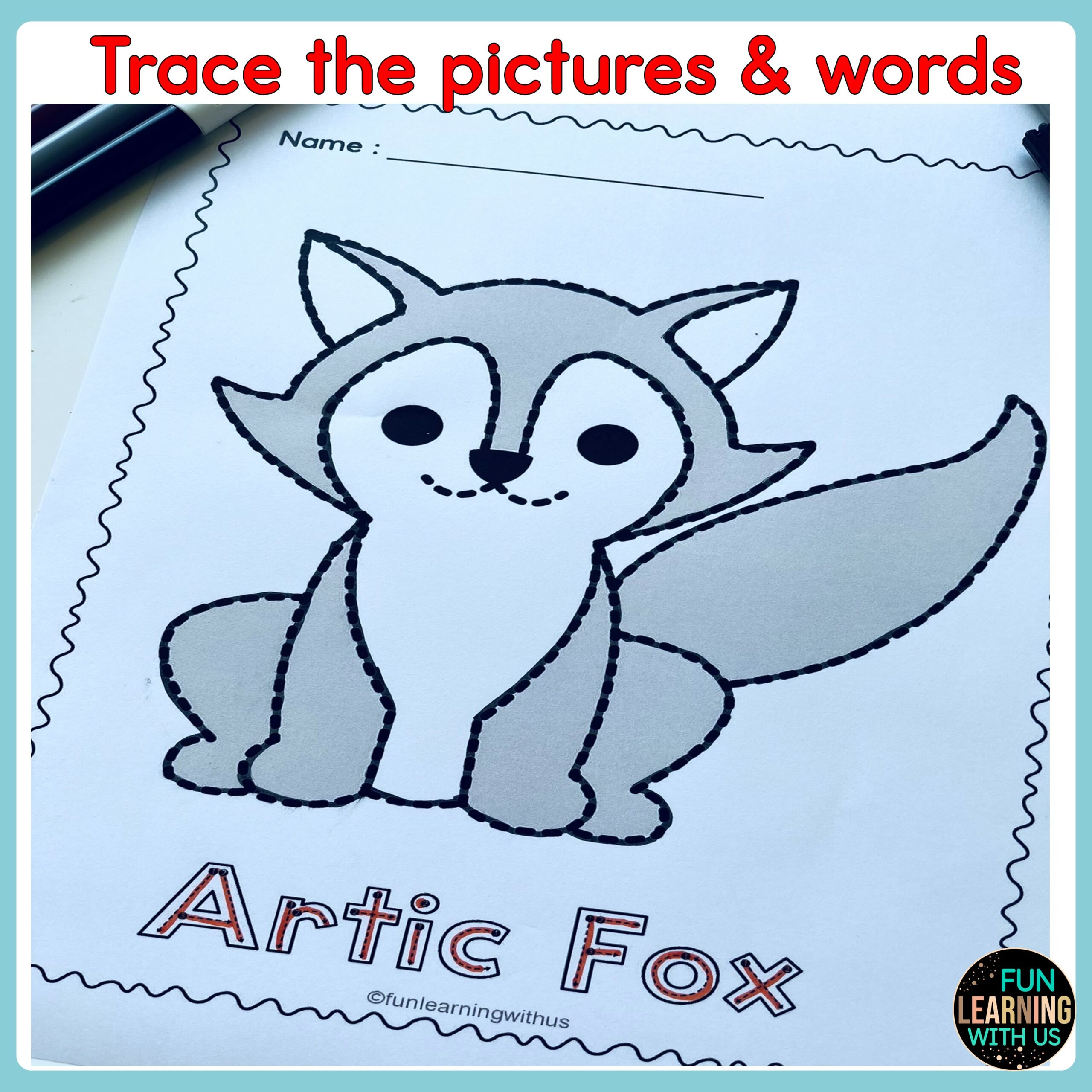 Artic Animals Picture Tracing & Coloring Fine Motor Worksheets | Made ...