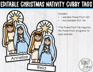 Editable Christmas Nativity Cubby Name Tags | Made By Teachers
