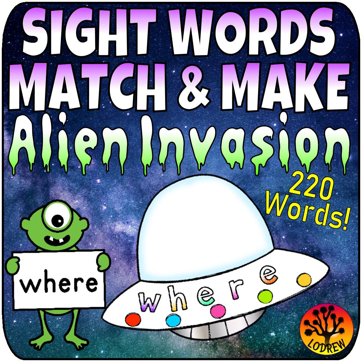 Sight Word Centers 220 Words Sight Word Activities Outer Space Centers ...