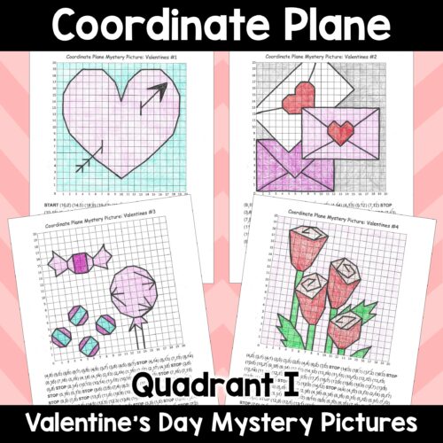 Valentine's Day Coordinate Plane Mystery Pictures Math Graphing Bundle ...
