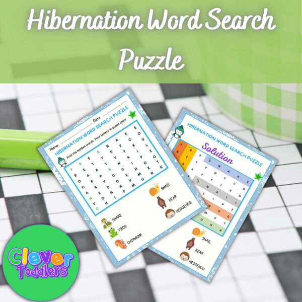 Hibernating Animals and Habitats Word Search Puzzle for Preschool Kids ...
