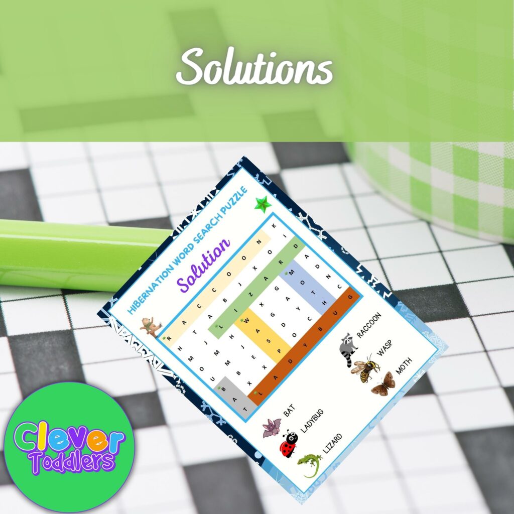 Hibernating Animals and Habitats Word Search Puzzle for Preschool Kids ...