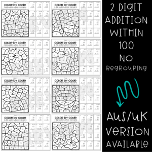 Dental Health 2 Digit Addition without Regrouping Worksheets Color by ...