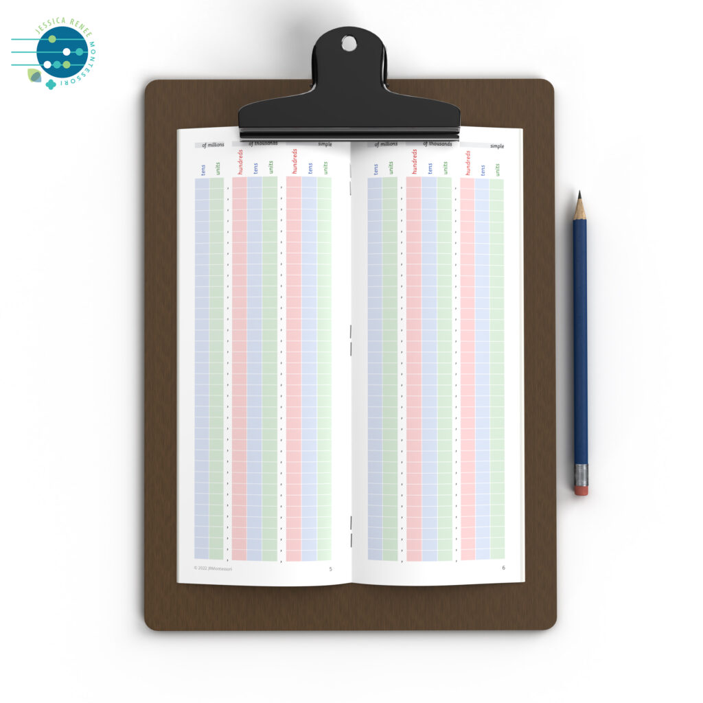 Montessori Math Traditional Large Bead Frame Booklets | Made By Teachers