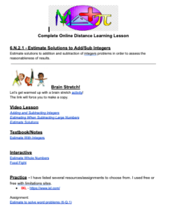 Complete Online Distance Learning 6th Math Estimate Solution w ...