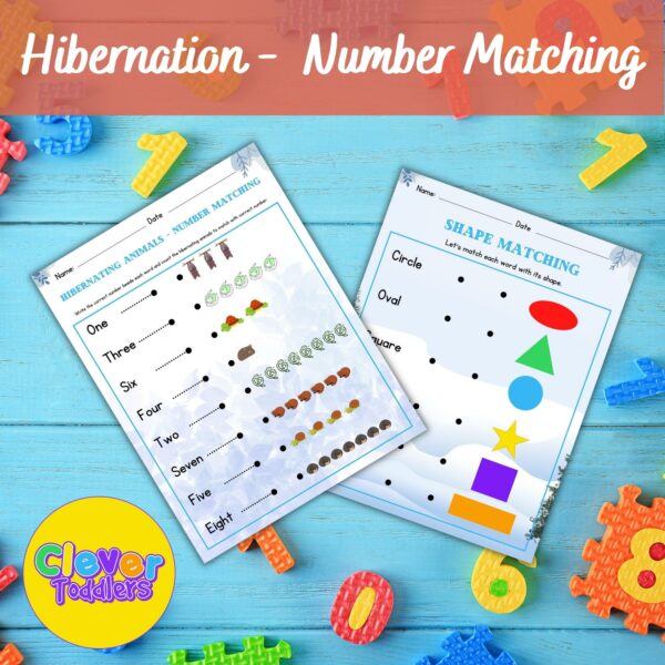 Number and Shape Matching Worksheets for Hibernating Animals ...