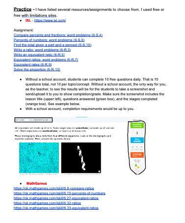 Complete Online Distance Learning 6th Ratios/Percents/Unit Rates 6.N.3. ...