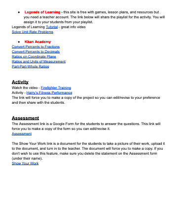 Complete Online Distance Learning 6th Ratios/Percents/Unit Rates 6.N.3. ...