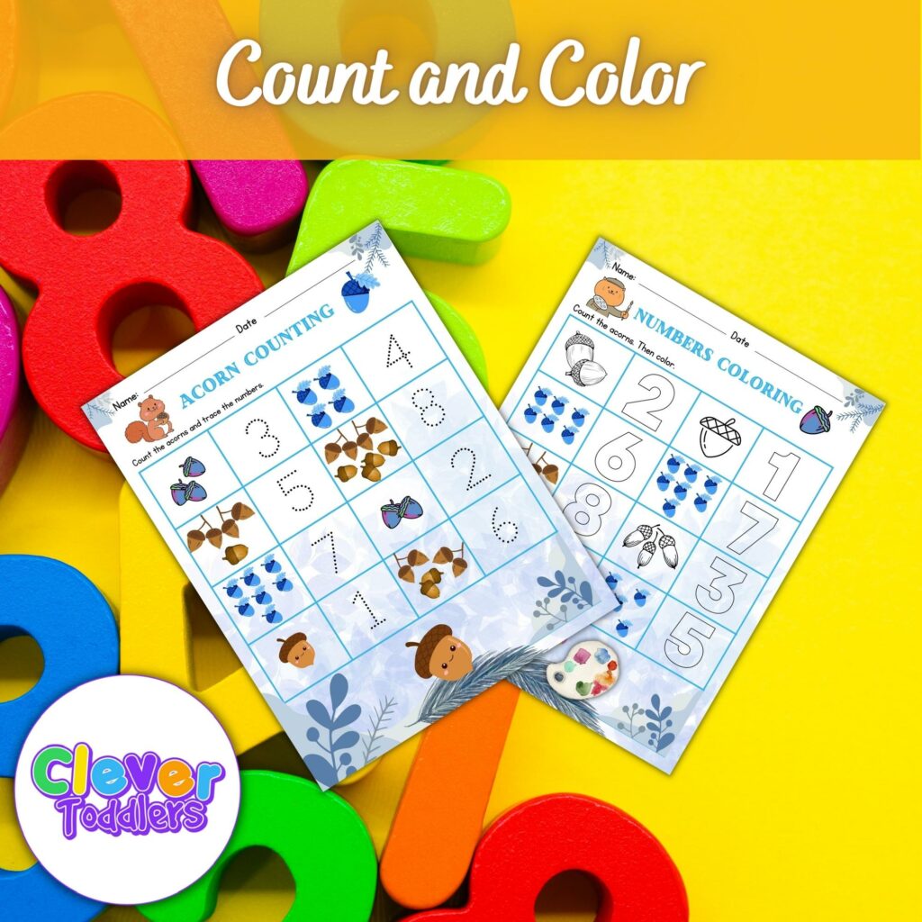 Counting, Tracing, and Coloring Numbers Worksheet | Kindergarten Math ...