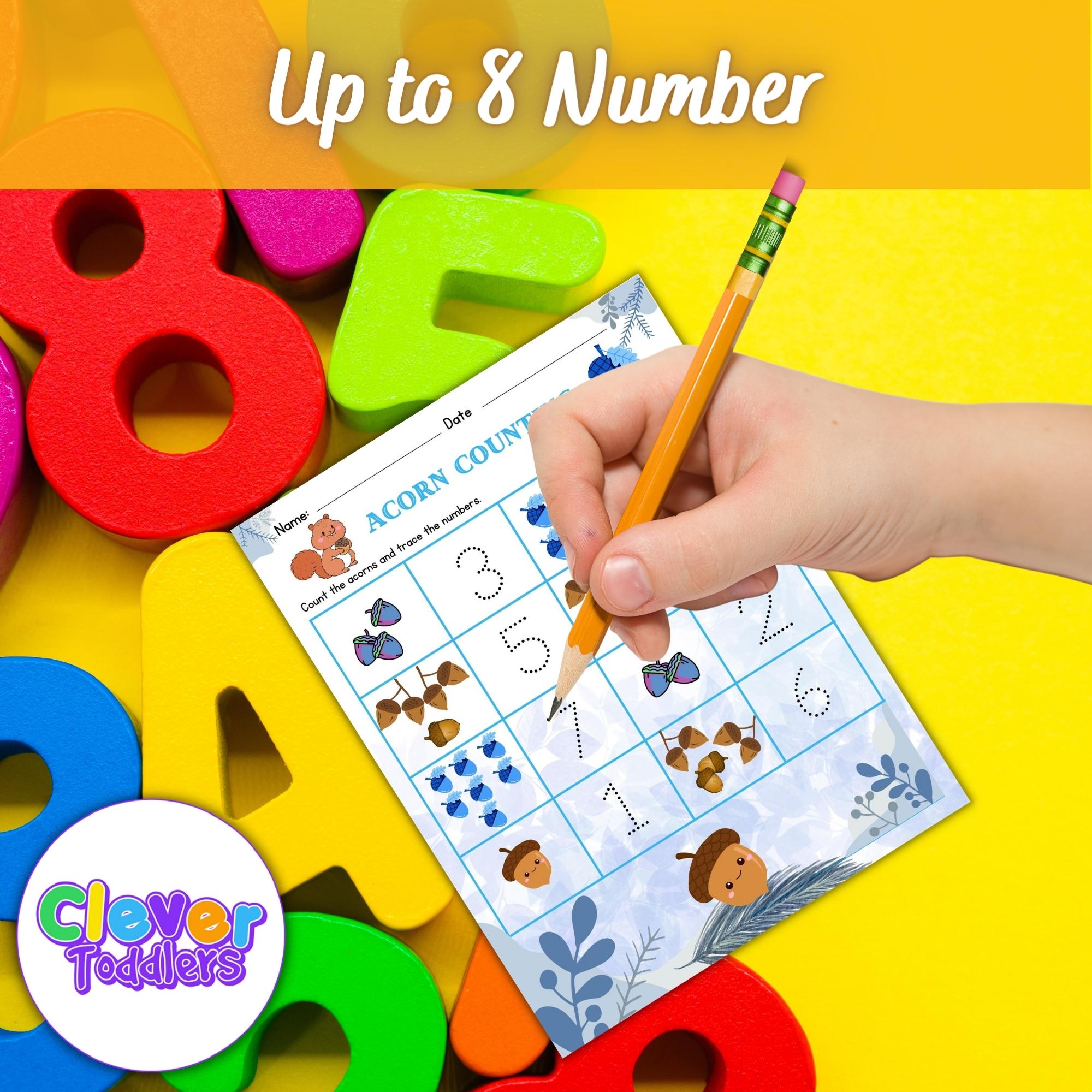 Counting, Tracing, and Coloring Numbers Worksheet | Kindergarten Math ...
