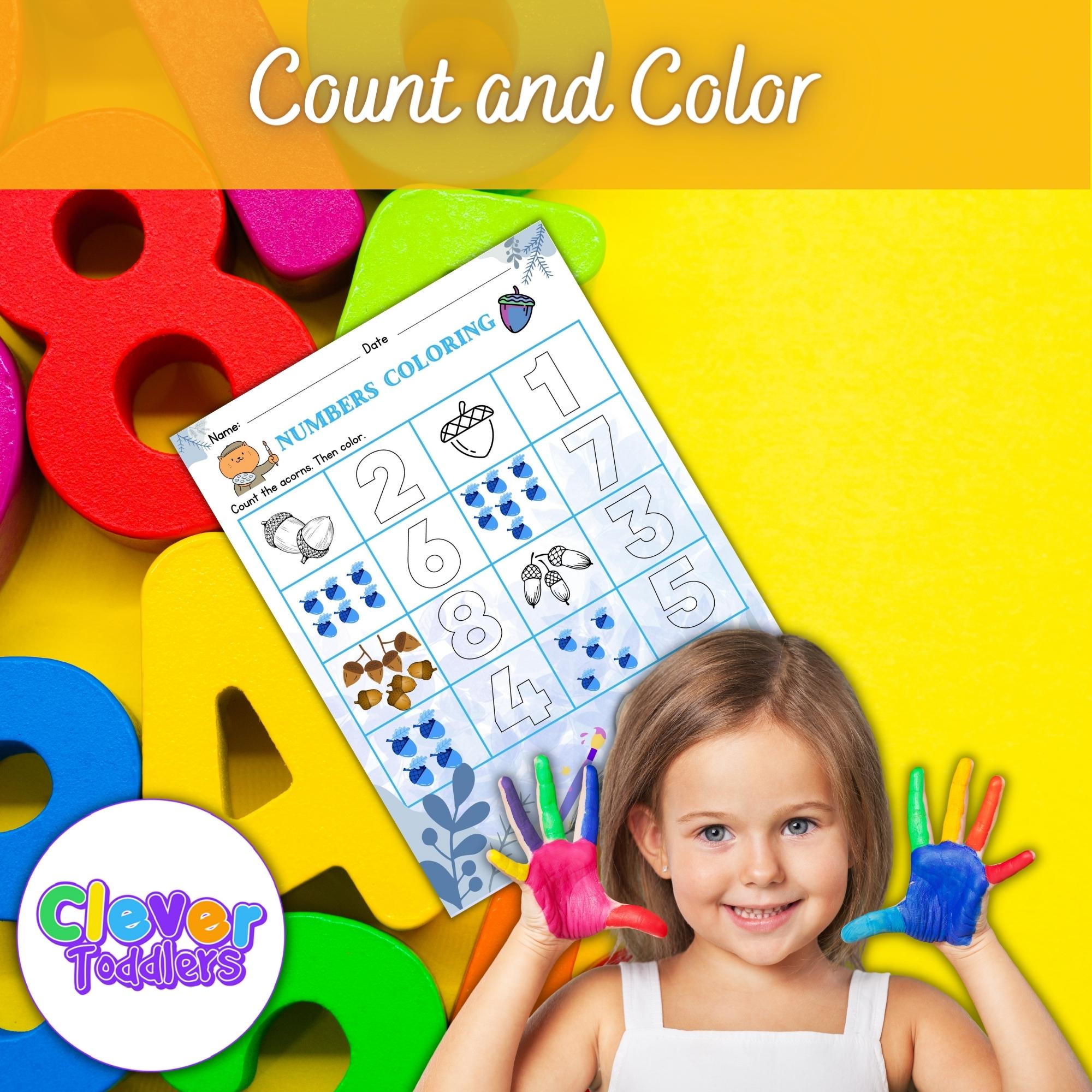 Counting, Tracing, and Coloring Numbers Worksheet | Kindergarten Math ...