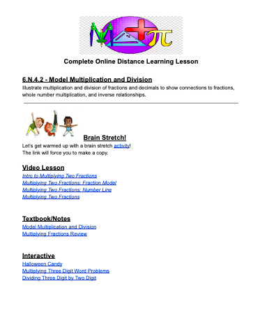 Complete Online Distance Learning 6th Math Model Multiplication ...