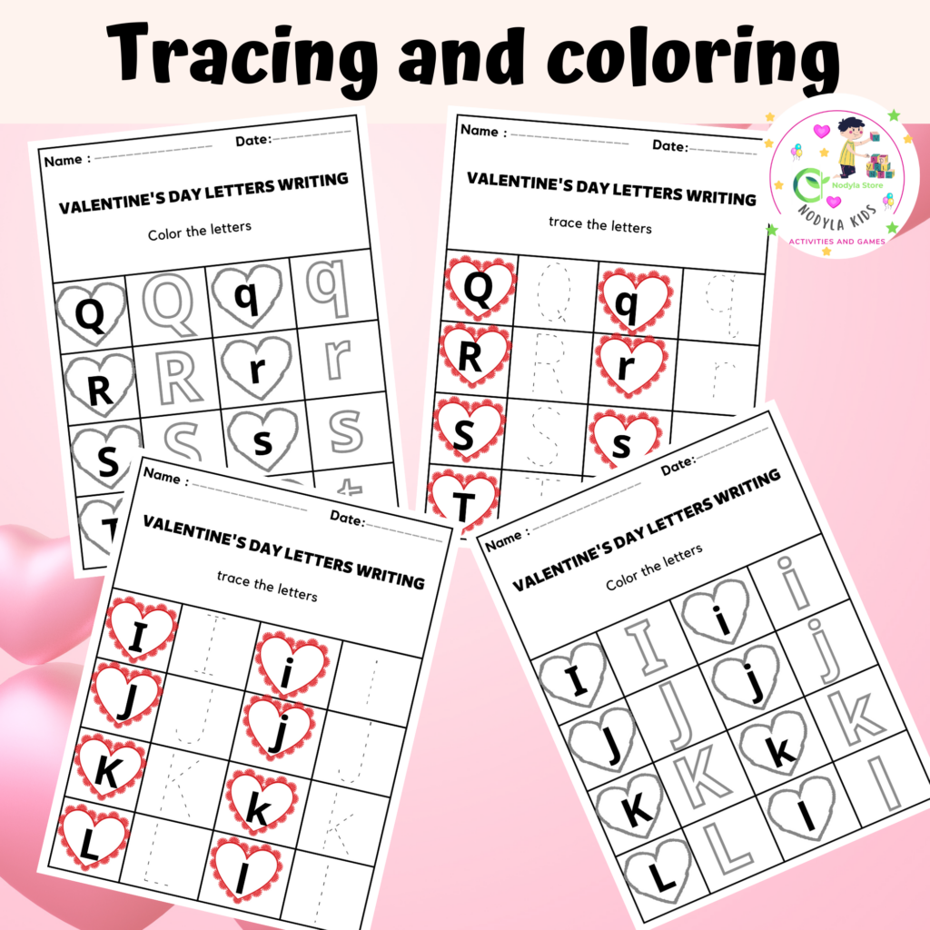 Valentine's Day letters writing - trace and Color the letters ...