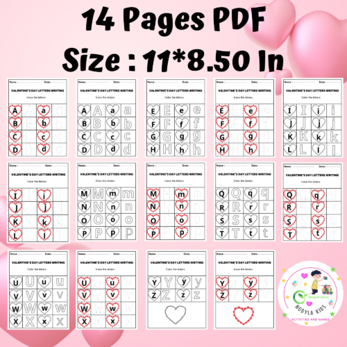 Valentine's Day letters writing - trace and Color the letters ...