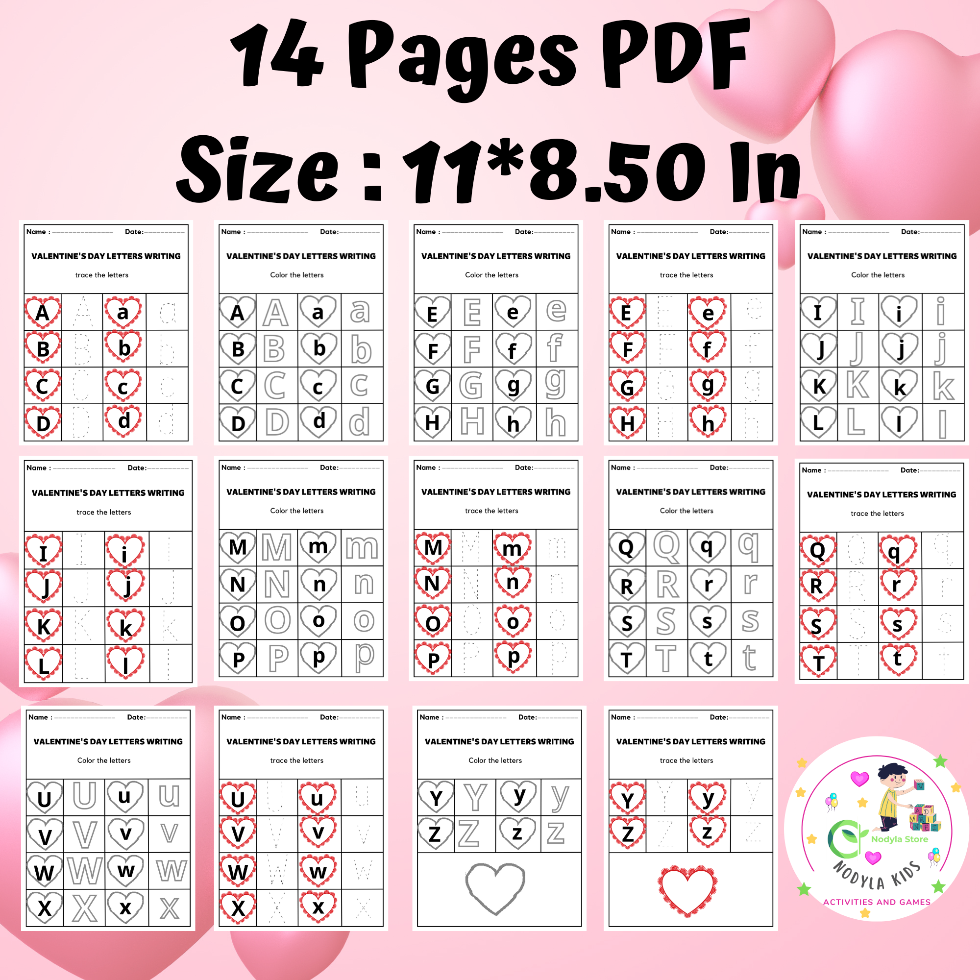 Valentine's Day letters writing - trace and Color the letters ...