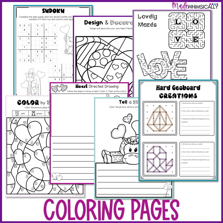 Valentine's Day Coloring Pages, Activities, Mazes and Puzzles | Made By ...
