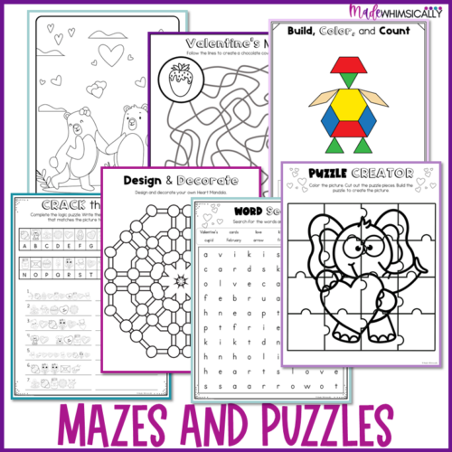 Valentine's Day Coloring Pages, Activities, Mazes and Puzzles | Made By ...