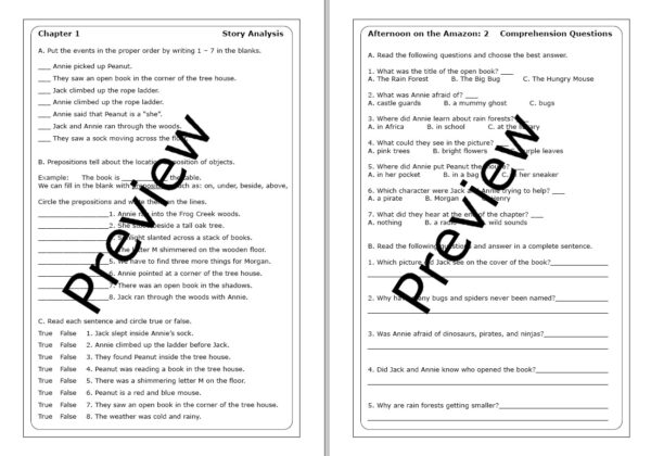 Magic Tree House "Afternoon on the Amazon" worksheets | Made By Teachers