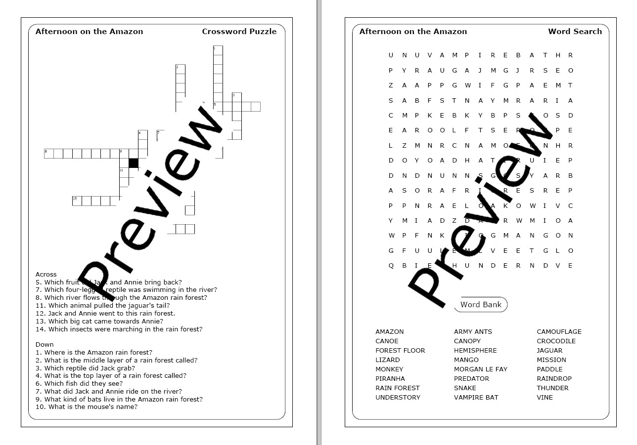 Magic Tree House "Afternoon on the Amazon" worksheets | Made By Teachers