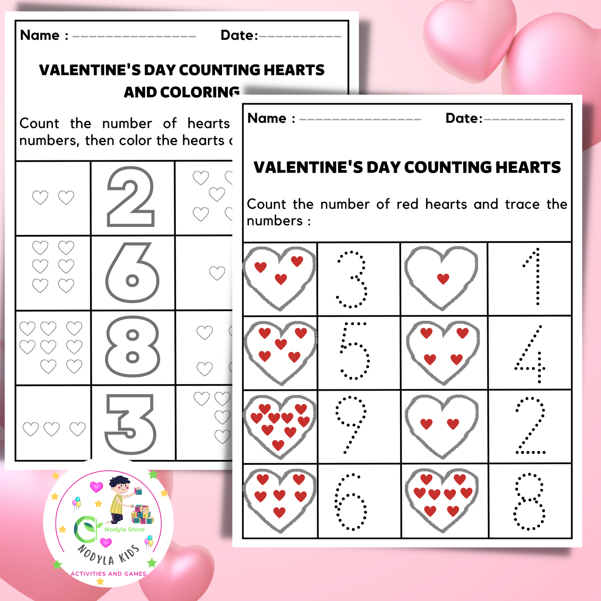 Valentine's Day counting hearts and coloring | Made By Teachers