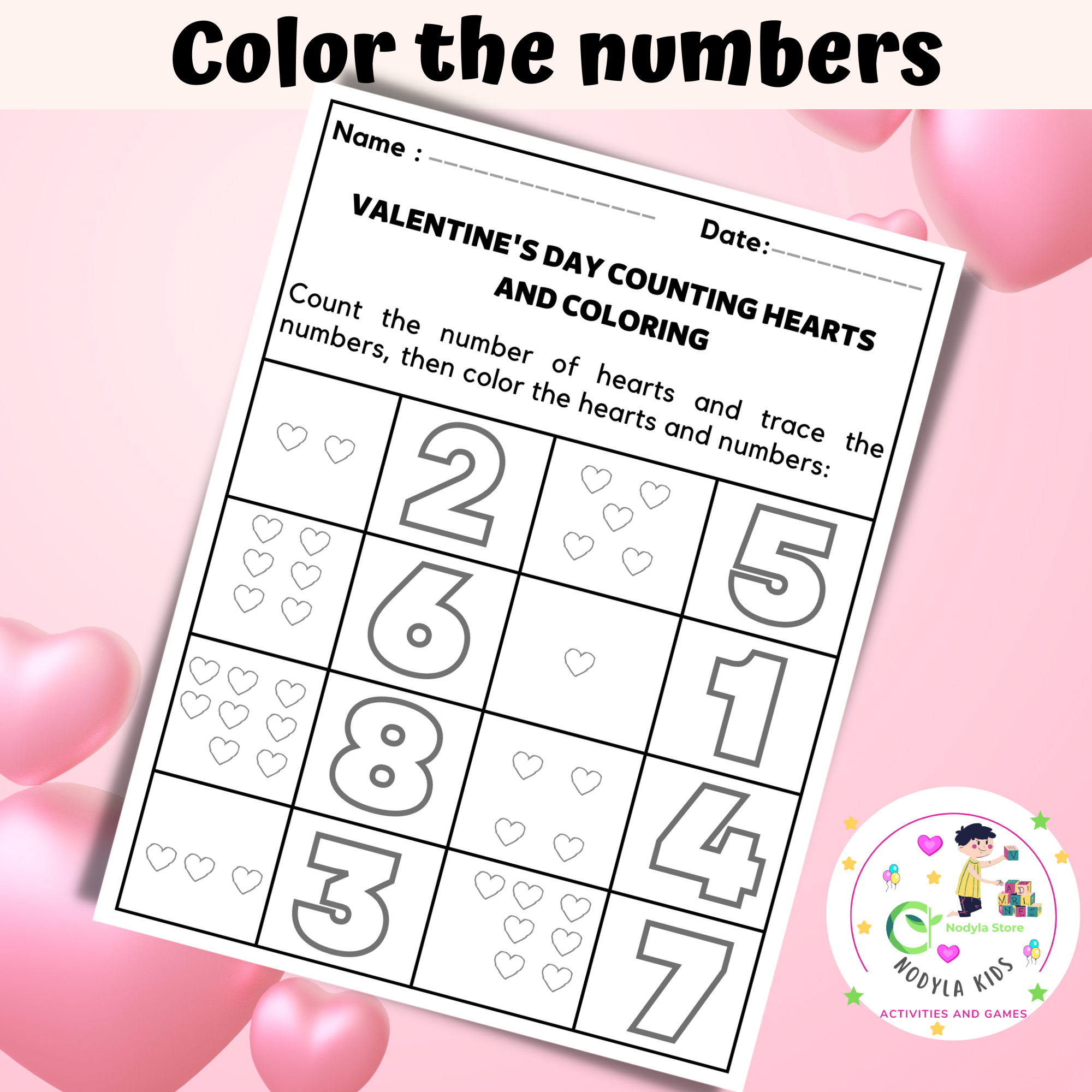 Valentine's Day counting hearts and coloring | Made By Teachers