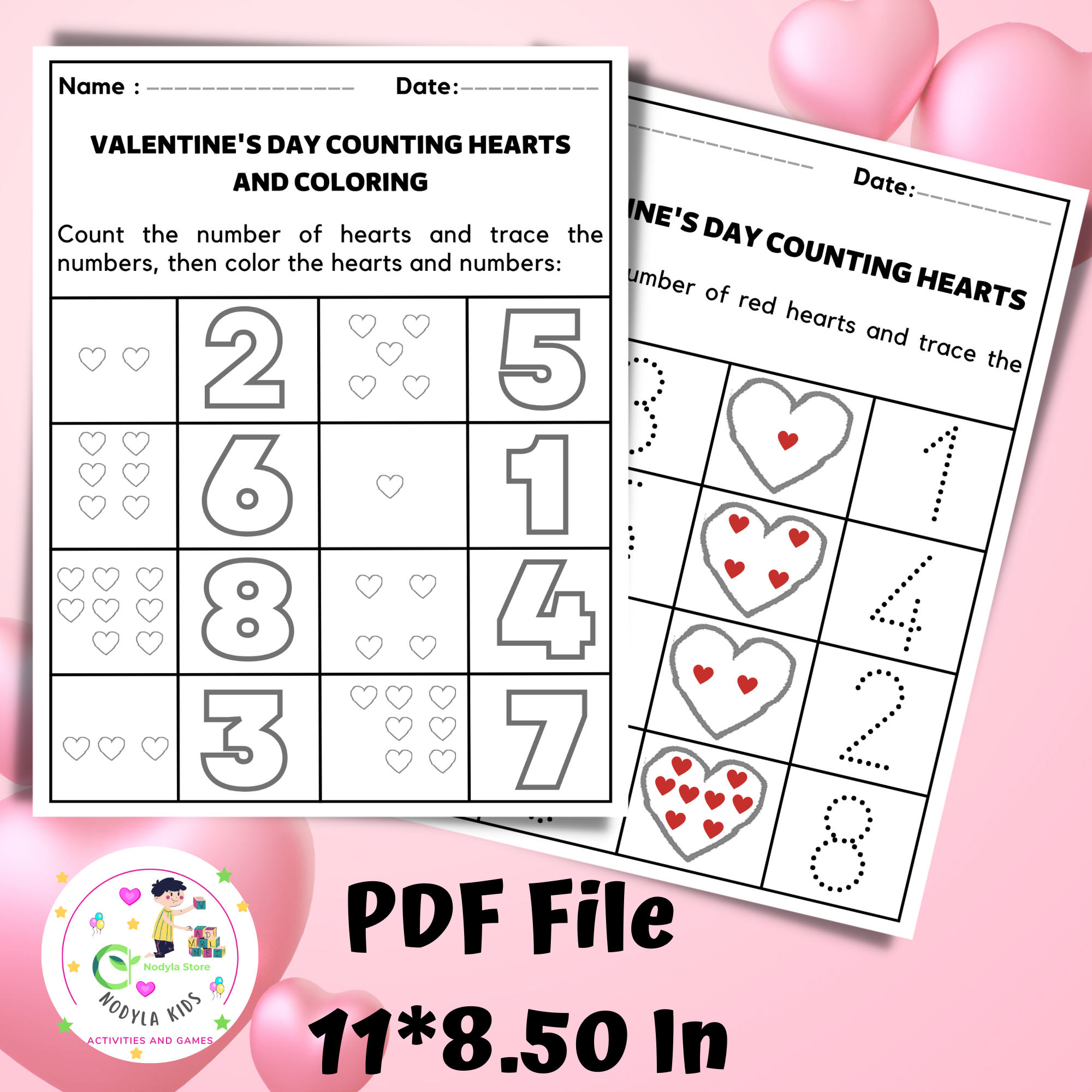 Valentine's Day counting hearts and coloring | Made By Teachers
