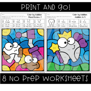 Dental Health Addition to 20 Color by Code Number NO PREP Coloring ...