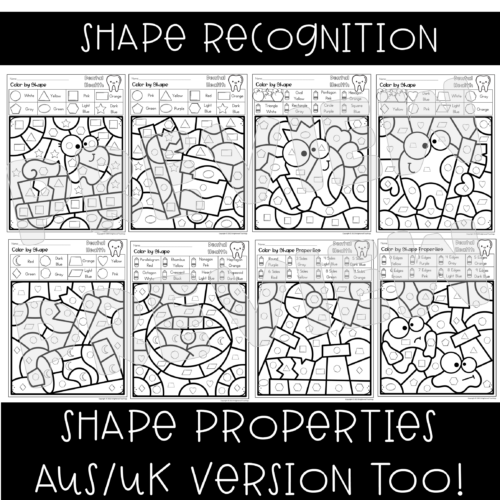 Dental Health 2D Shape Color by Shape NO PREP Dental Health Shapes ...