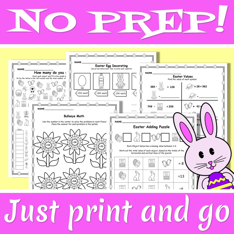 Easter Fun! Math Activity Sheets - No Prep! | Made By Teachers