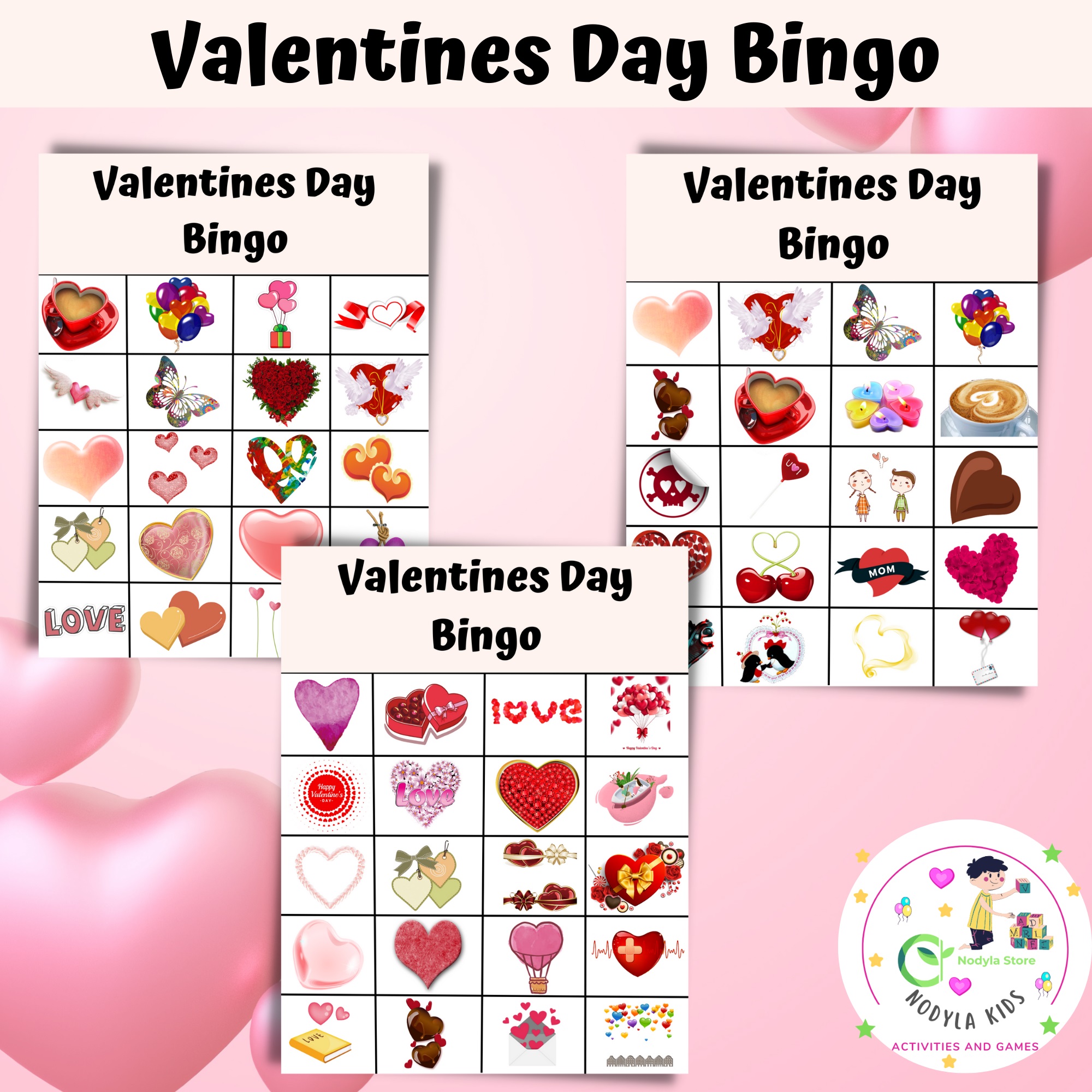 valentines day bingo | different cards | Made By Teachers