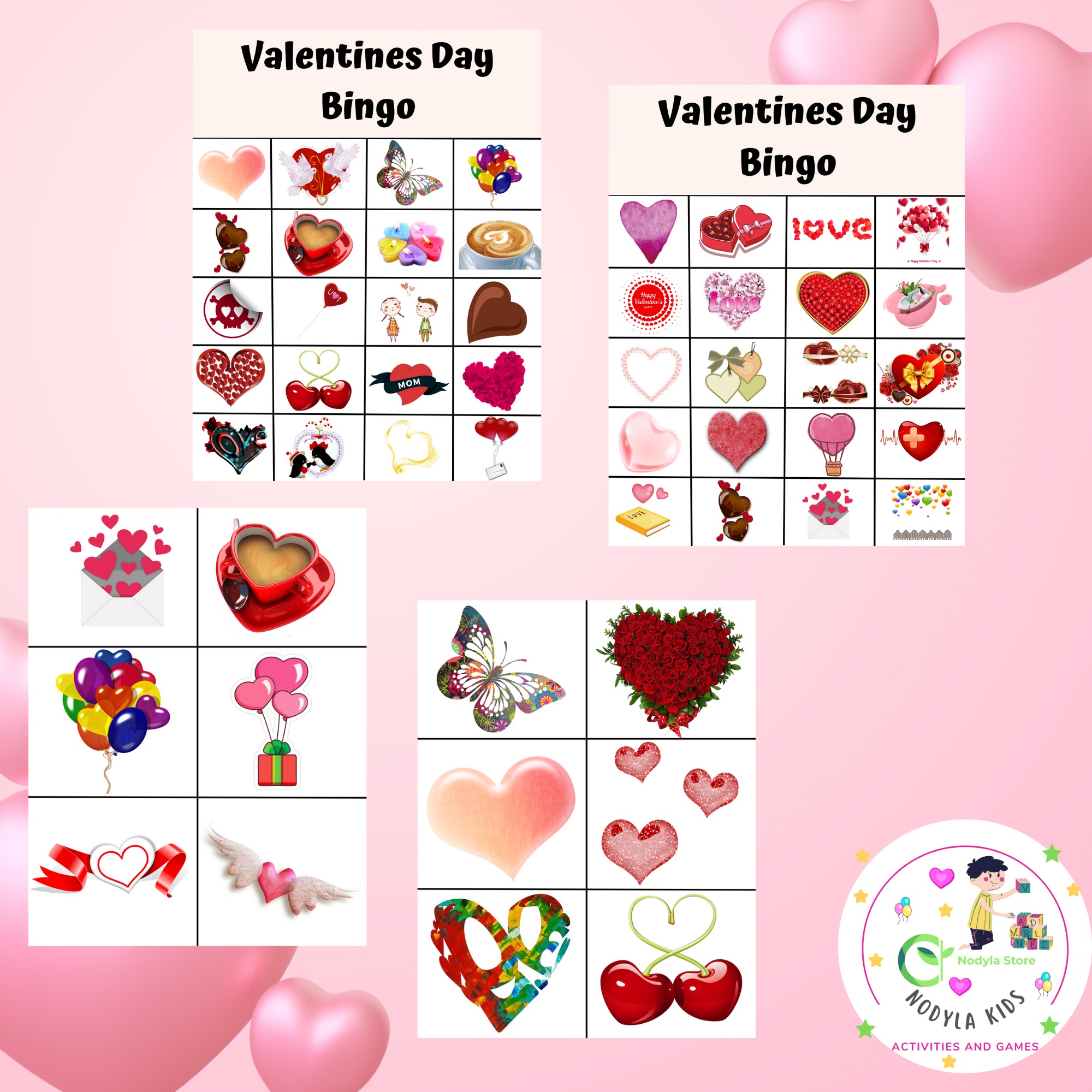 valentines day bingo | different cards | Made By Teachers