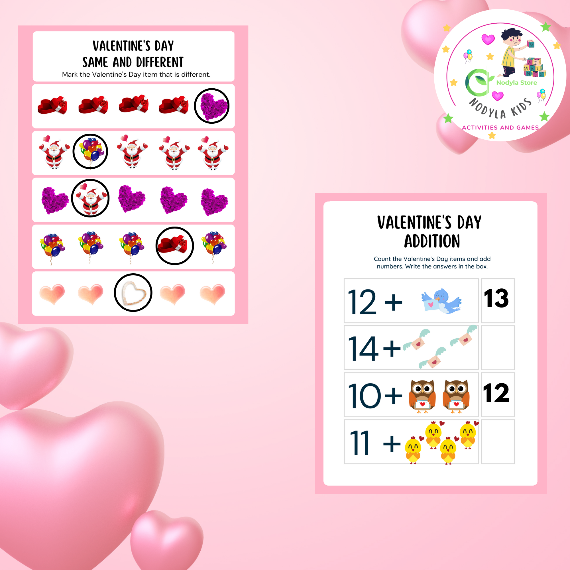 Valentine's Day Activity Book | Same and different Valentine's Day ...
