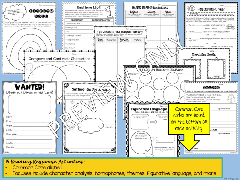 The Phantom Tollbooth Novel Study | Comprehension and Vocabulary with ...