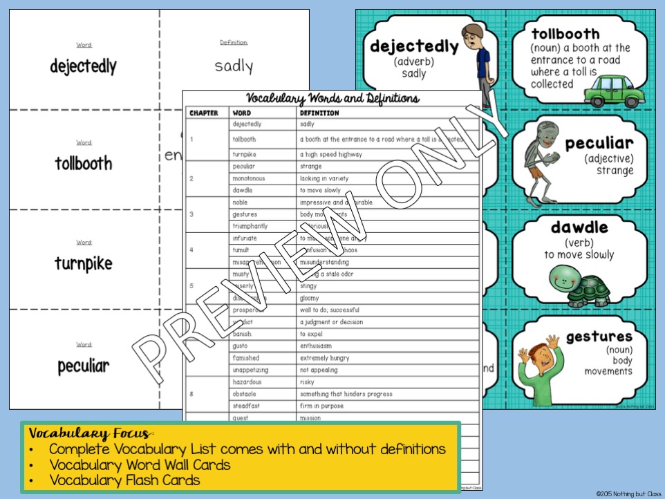 The Phantom Tollbooth Novel Study | Comprehension and Vocabulary with ...
