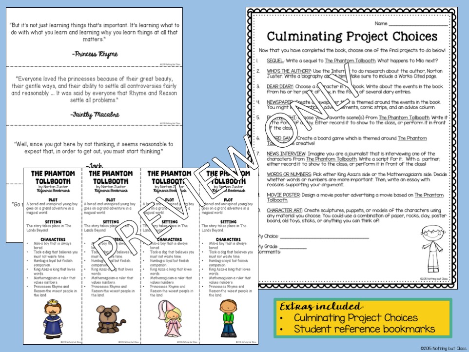 The Phantom Tollbooth Novel Study | Comprehension and Vocabulary with ...