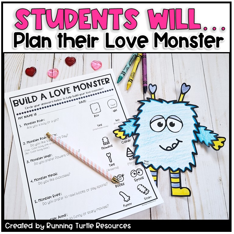 Valentine's Day Craft Love Monster Glyph Activity Valentine Writing ...