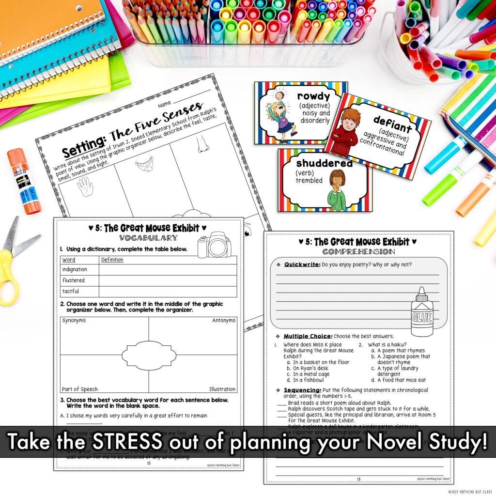 Ralph S. Mouse Novel Study Unit | Comprehension and Vocabulary with ...